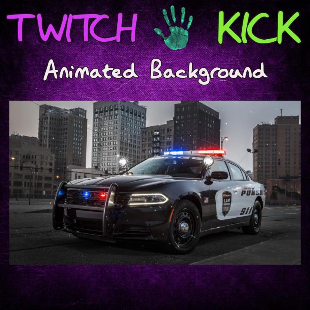 Police Car Twitch / Kick Streaming Background, Animated, Overlay, Emote ...