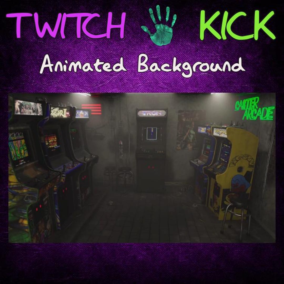 Retro Arcade Twitch / Kick Streaming Background, Animated, Overlay ...