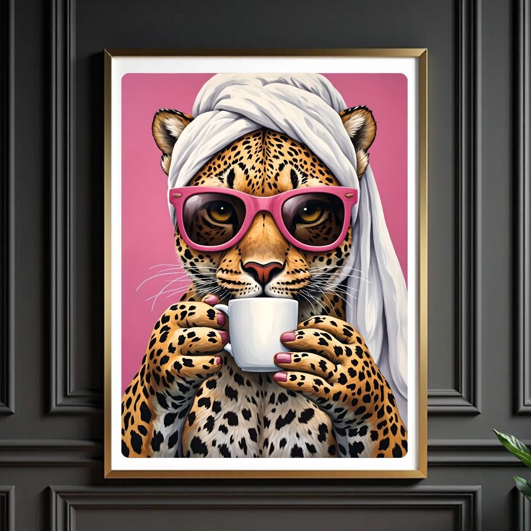 Leopard Coffee Art Print: Glamorous Maximalist Decor (digital Download ...