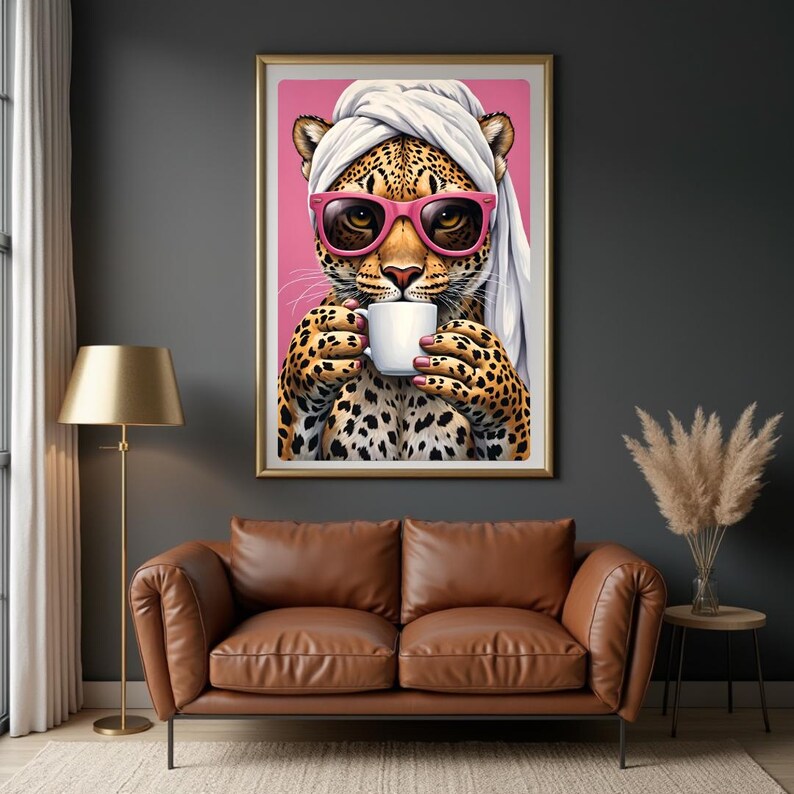 Leopard Coffee Art Print: Glamorous Maximalist Decor (digital Download ...