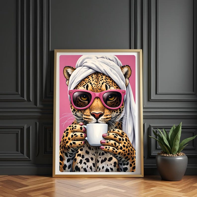 Leopard Coffee Art Print: Glamorous Maximalist Decor (digital Download ...