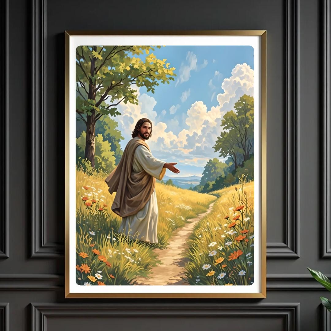 Come Follow Me, Jesus Painting, I Walk by Faith, Follow Christ, I Will Walk With Christ Digital ...