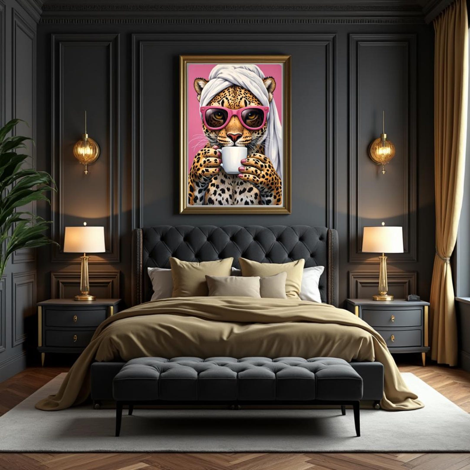 Leopard Coffee Art Print: Glamorous Maximalist Decor (digital Download ...