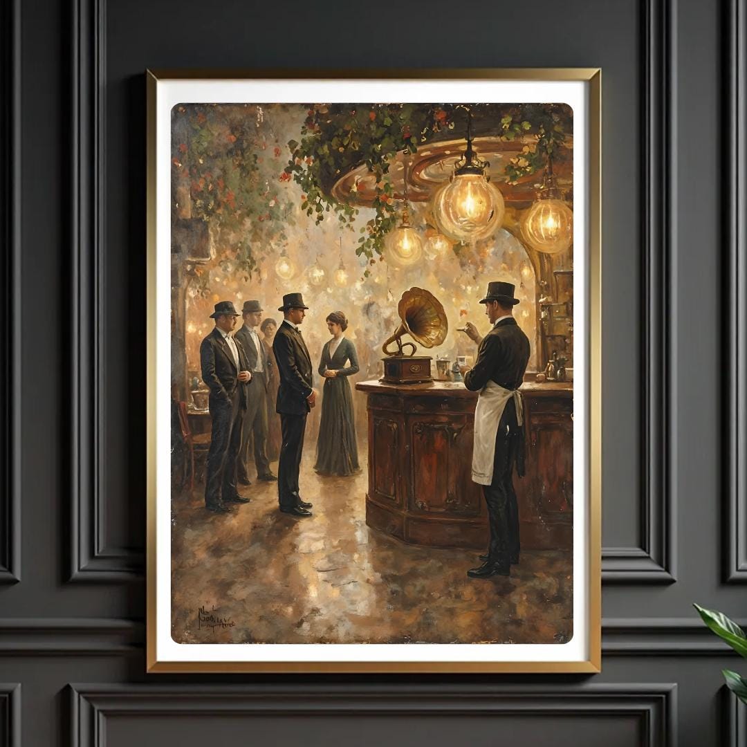 Vintage Cafe Scene Art Print: 1920s European Bar (digital Download) - Etsy