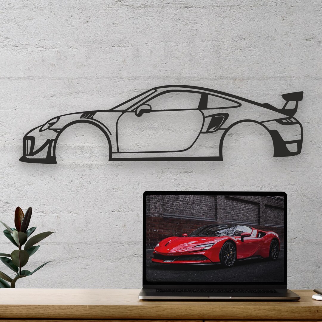 911 Gt2 Silhouette Metal Wall Art, Gt2 Metal Wall Art, Turbo Gt2 Garage ...