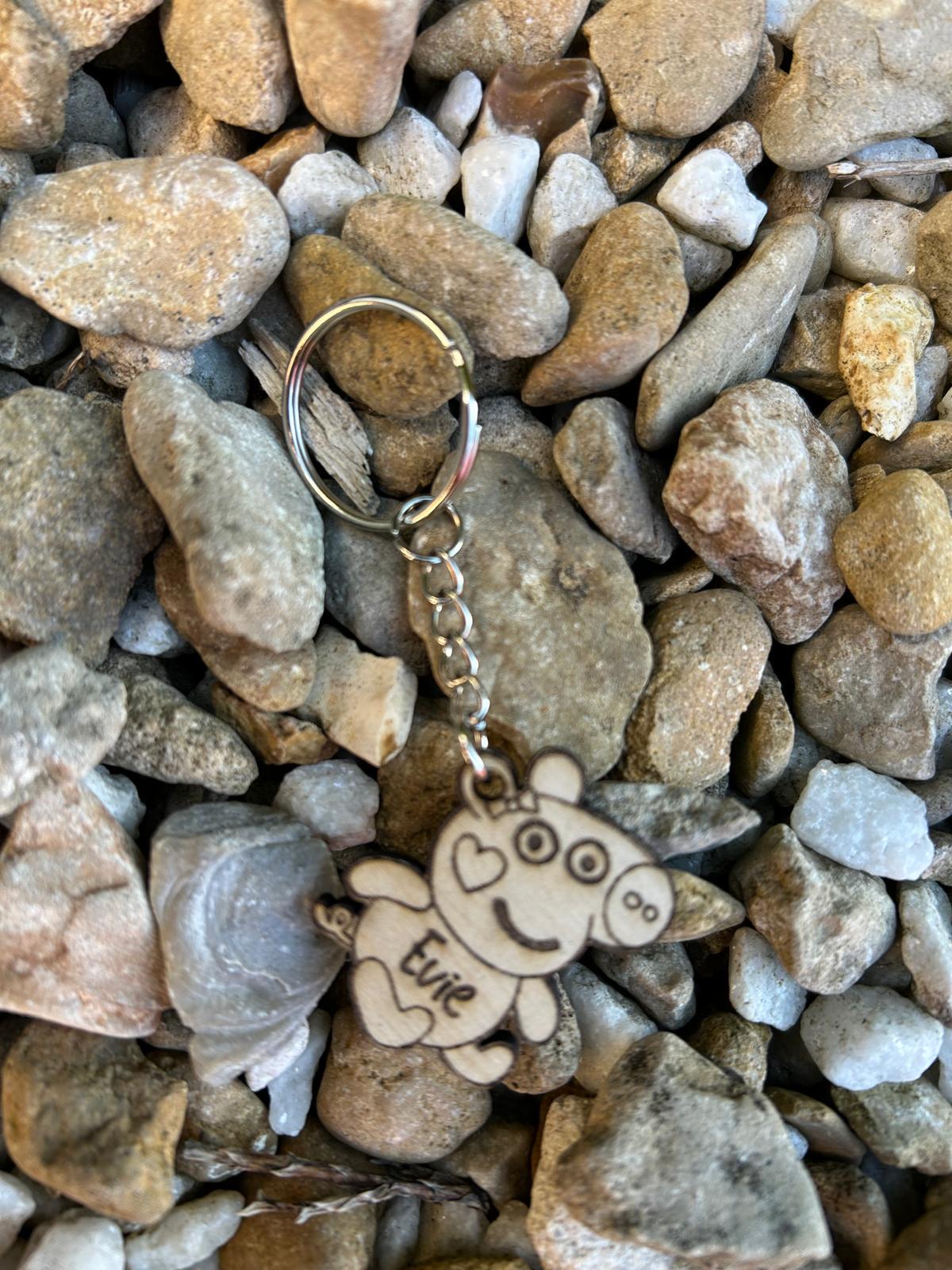 Personalized Peppa Pig Wooden Keyring: Family Keychain - Etsy