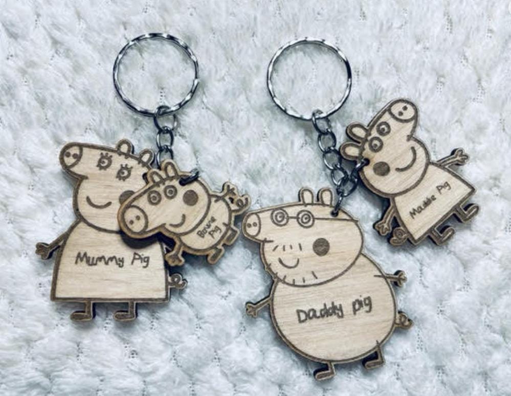 Peppa Pig Family Keyring, Peppa Pig, Peppa Pig Keychain, Mummy Pig ...