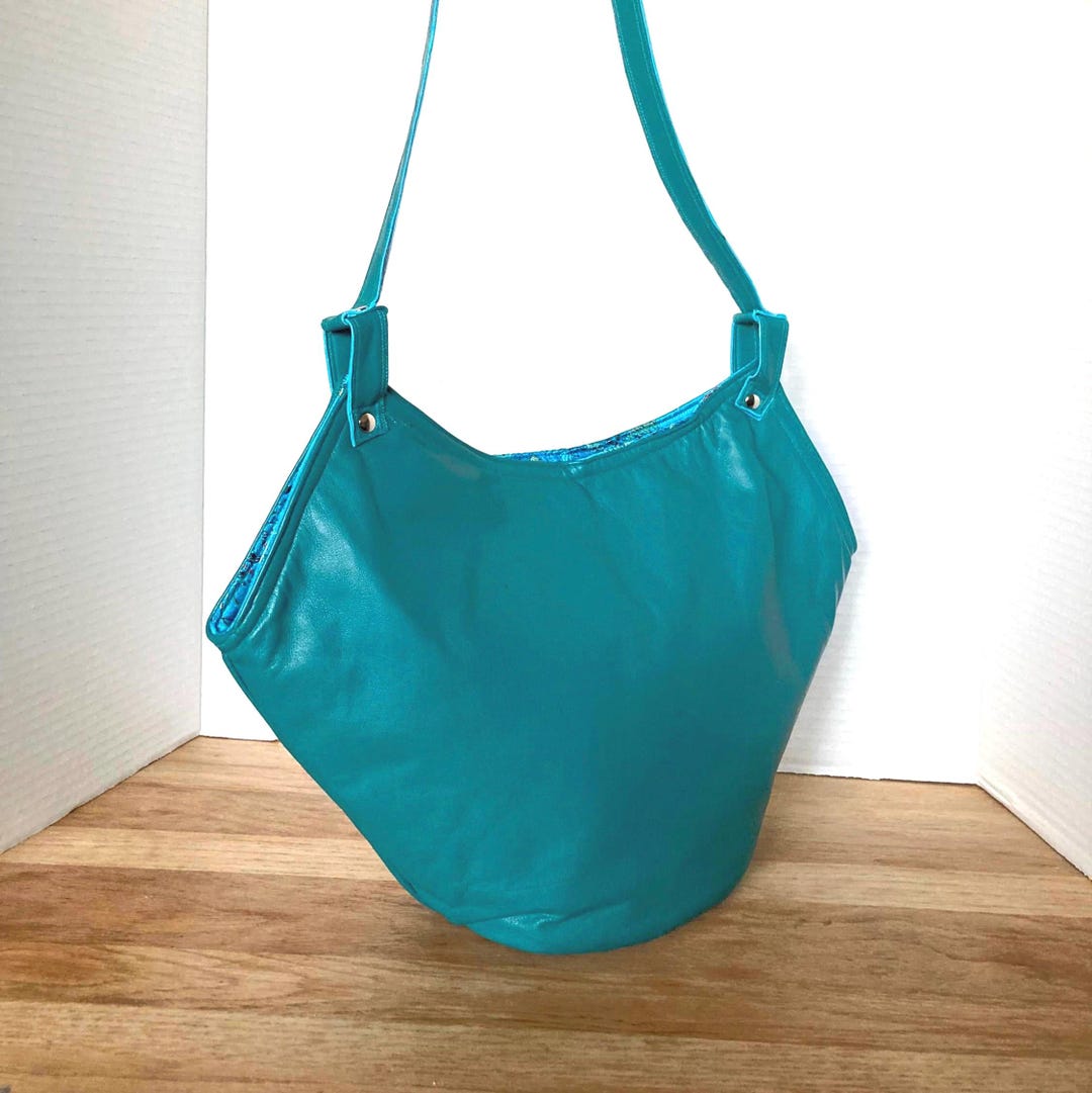 Designer Aqua Teal Turquoise Soft Buttery Leather Shoulder Bag One of A ...