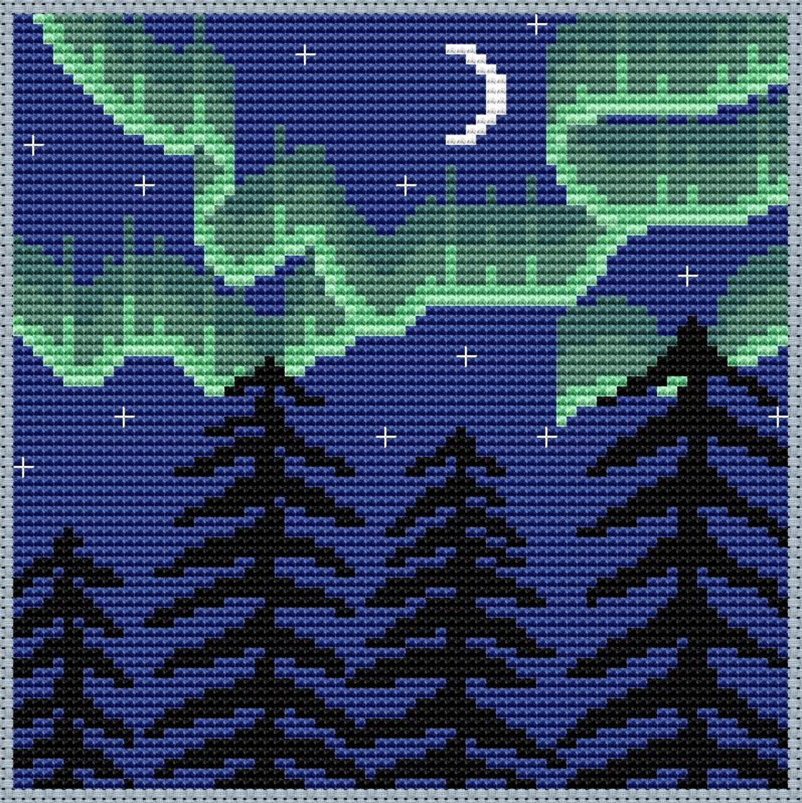 Cross Stitch Aurora Polaris • Polar Lights • Northern Lights • Beginner ...