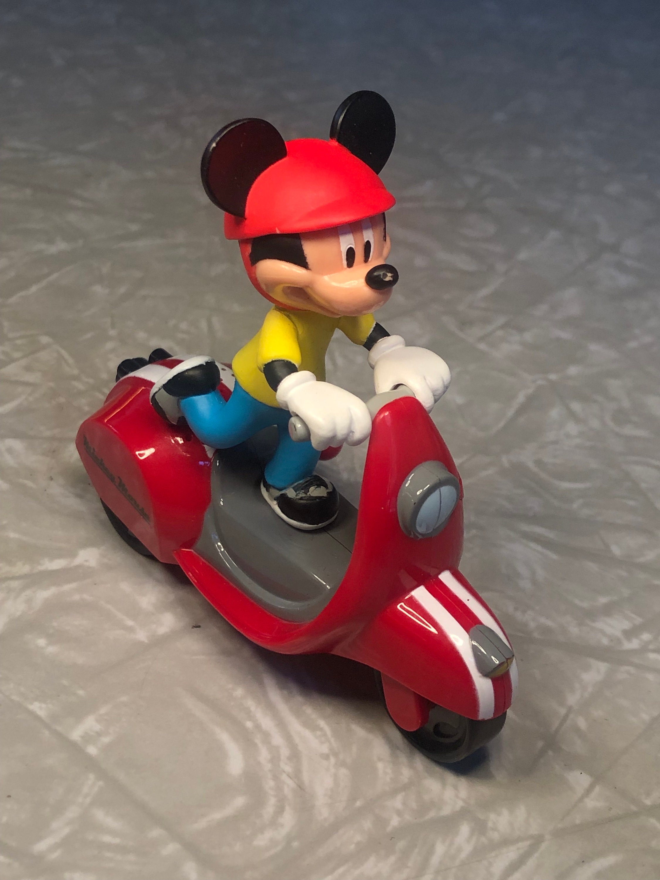 Disneys Mickey Mouse on a Red Wind up Scooter Bike Action Figure Etsy