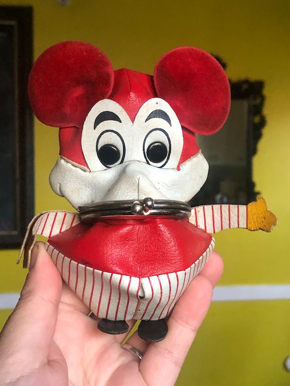 Vintage leather Disney Mickey Mouse coin purse extrem… - Gem