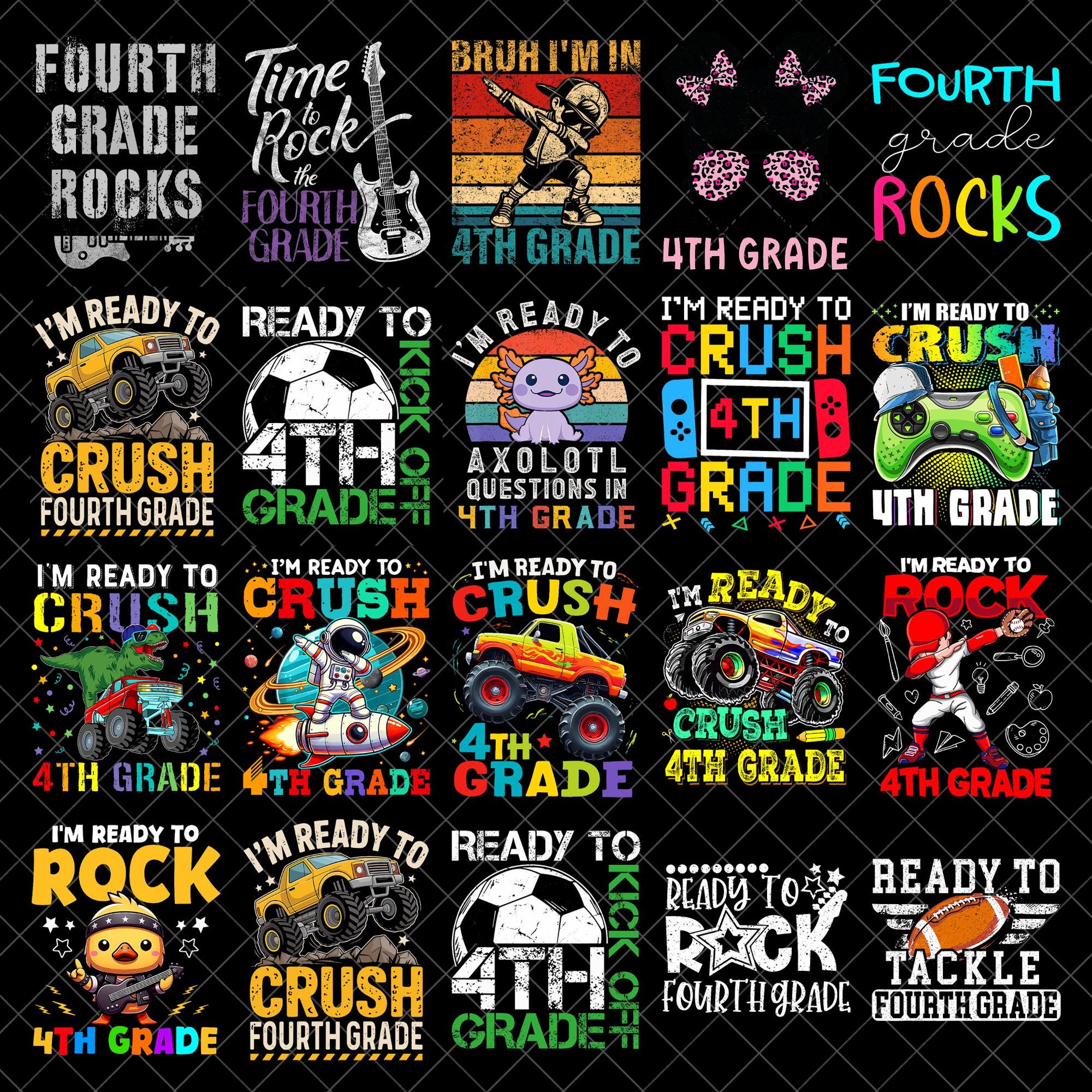 Ready to Rock Fourth Grade Png Bundle, Back to School Png, 1st Day of ...