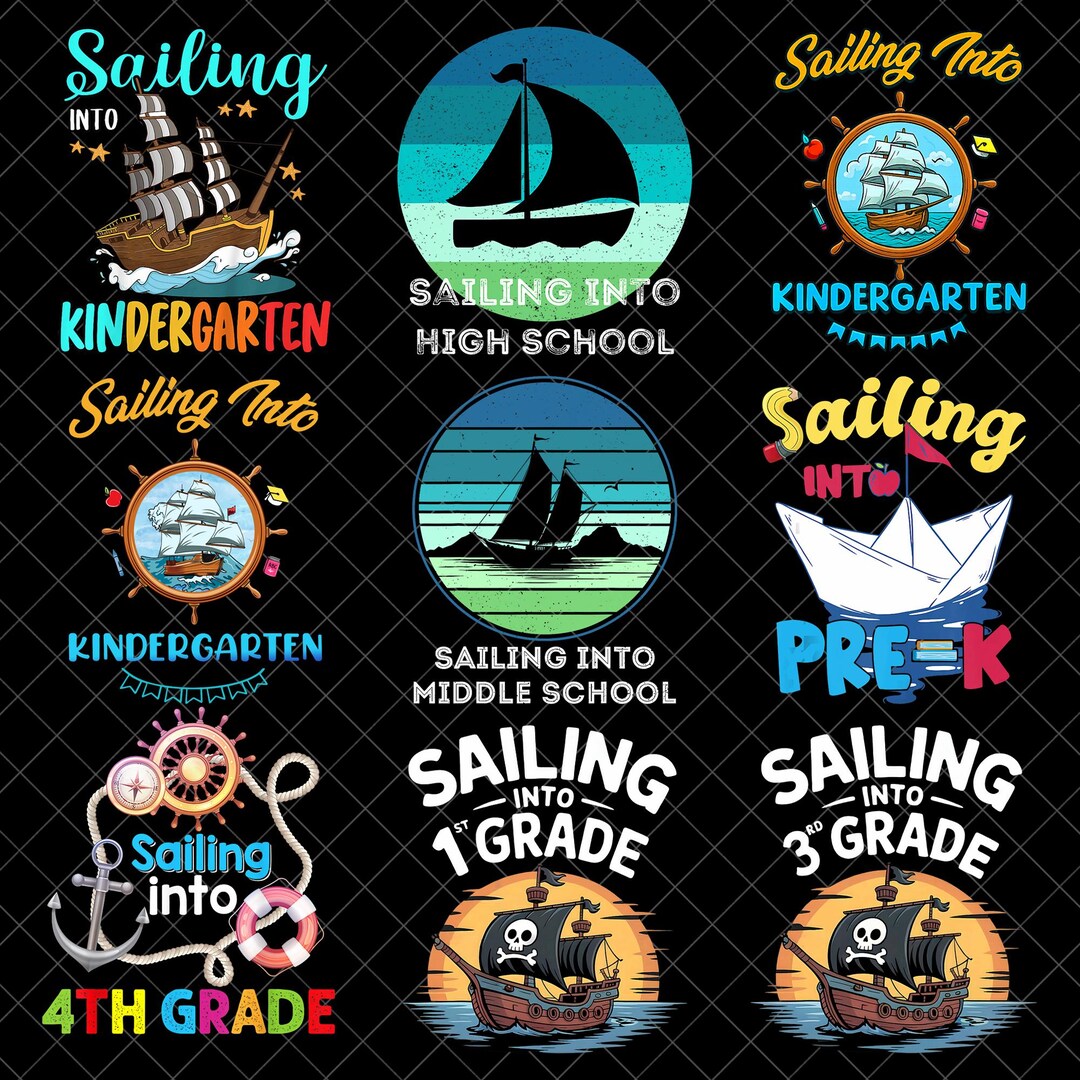 Sailing Into School PNG Bundle, Kindergarten Prek Grade Sublimation ...