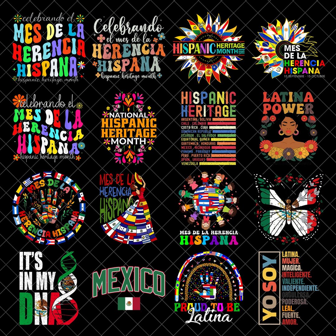 Hispanic Heritage Month Mes De La Herencia Hispana PNG Bundle, Hispanic ...