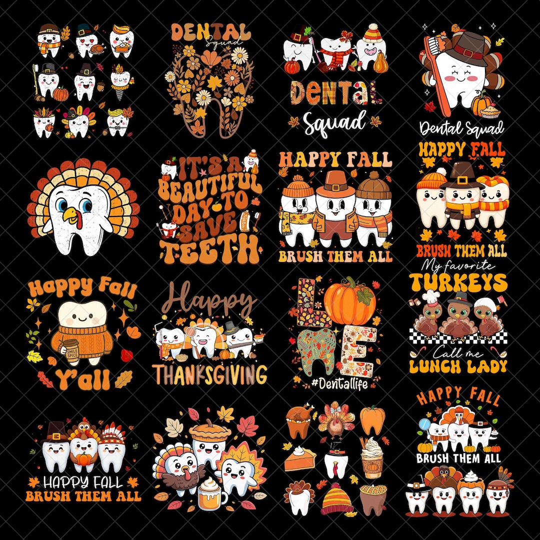 Happy Fall Dental PNG, Cute Tooth Autumn Clipart Png, Funny Dentist ...