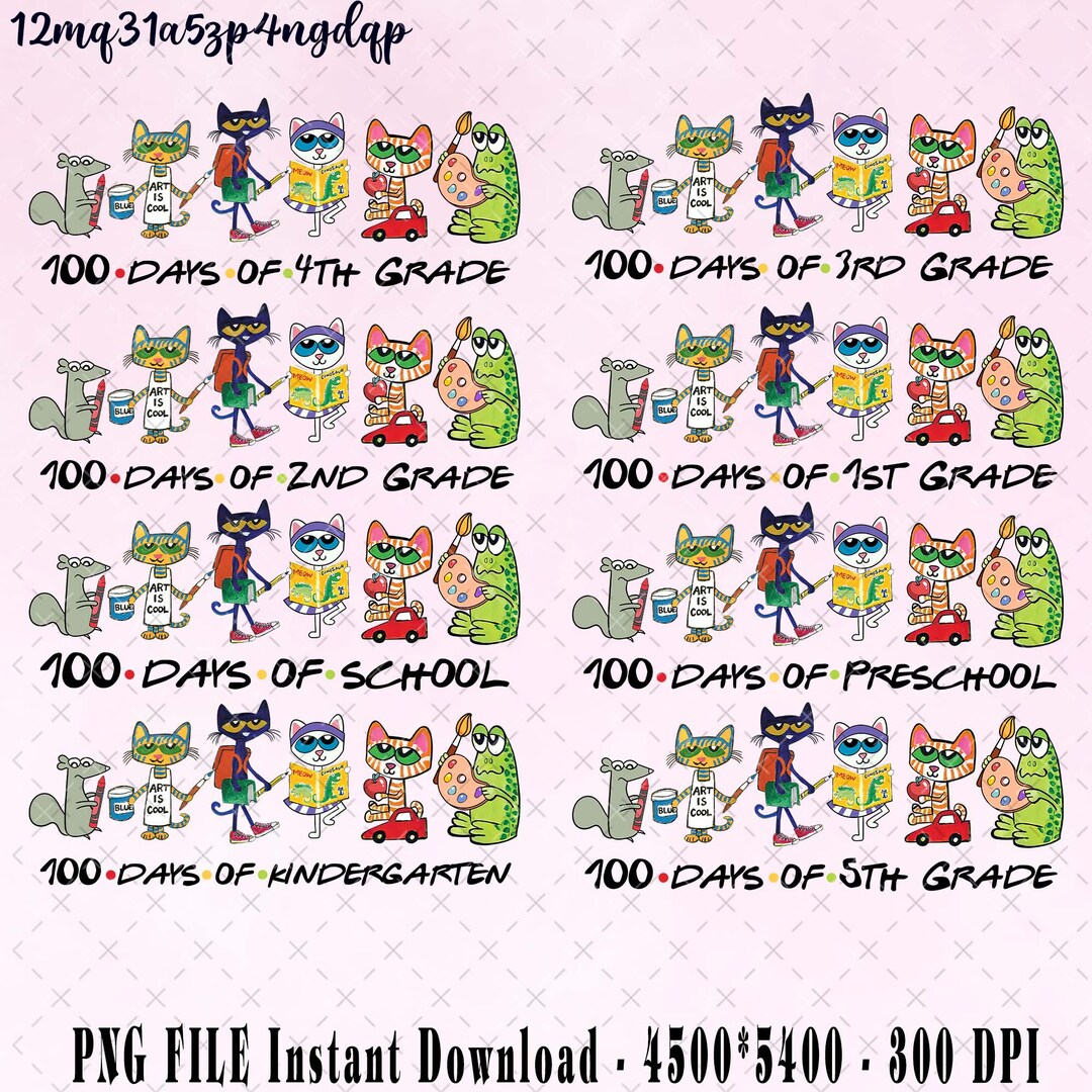 Pete the Cat 100 Days of School Png, the Pete Cat Png, Children Book ...