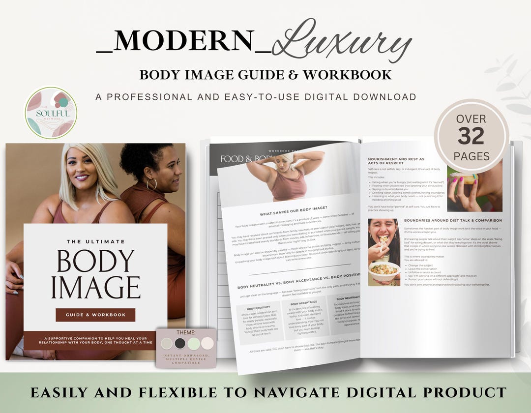 Body Image Workbook and Guide, Printable Mental Health PDF, Body ...