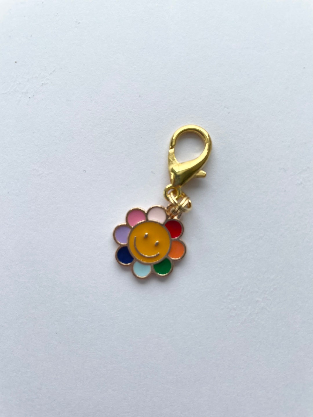 Flower Zipper Pull Happy Face Flower Zipper Charm flower - Etsy