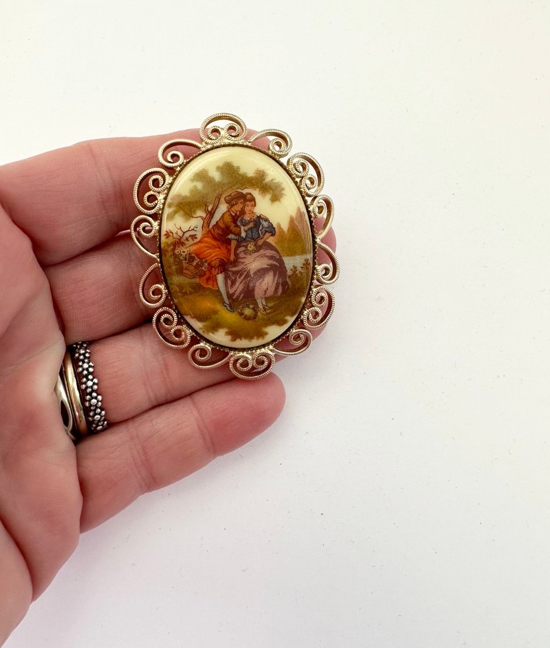 Vintage Victorian Style Cameo Brooch/ Pin Cameo Brooch Flower Pin - Etsy