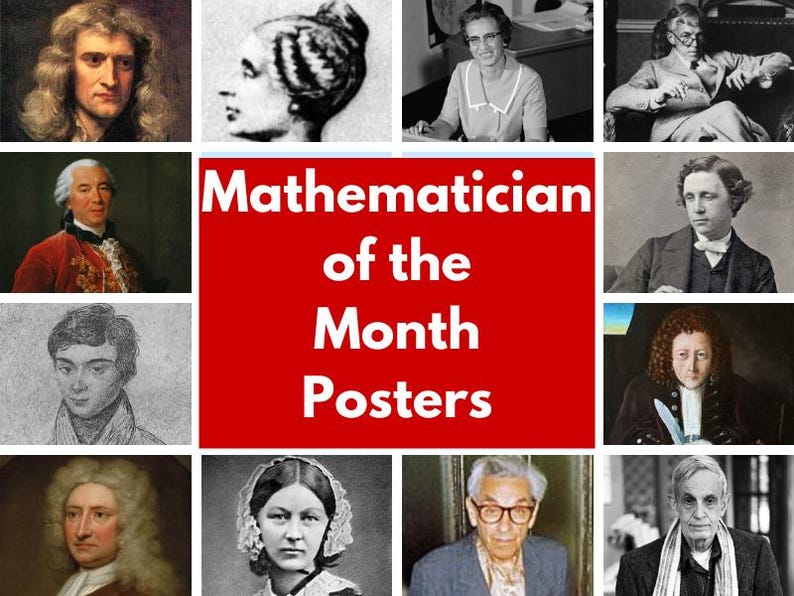 12 Mathematician of the Month Printable Posters PDF Maths Classroom ...