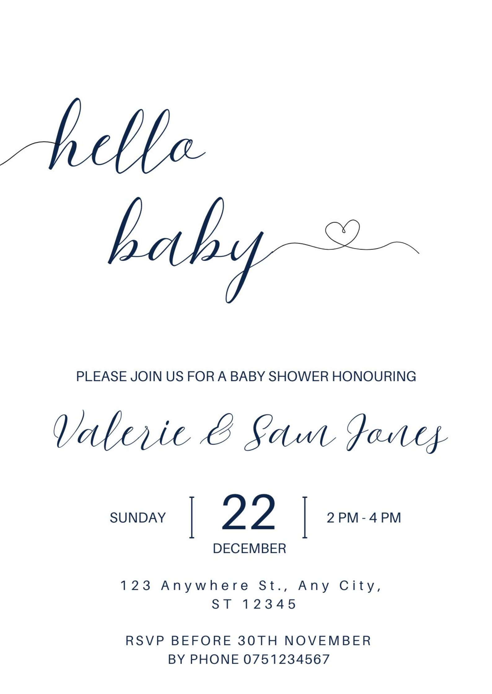 Minimalistic Baby Shower Invitation Template for Canva (digital and ...