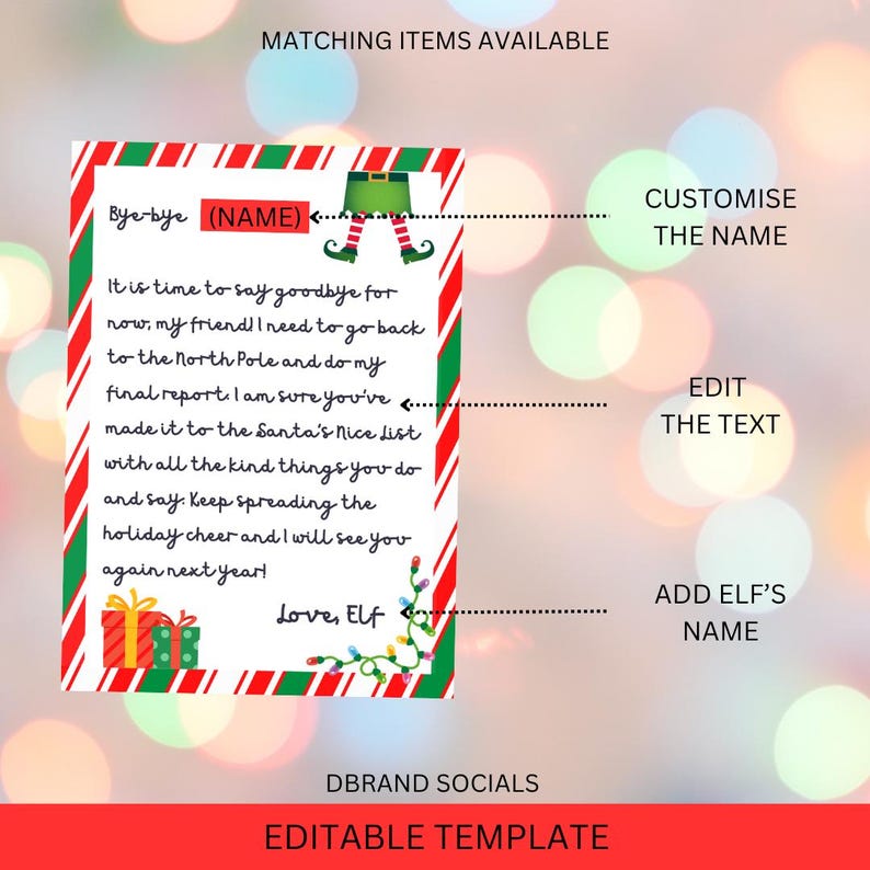 Goodbye! Elf Farewell Letter Template (editable) - Etsy