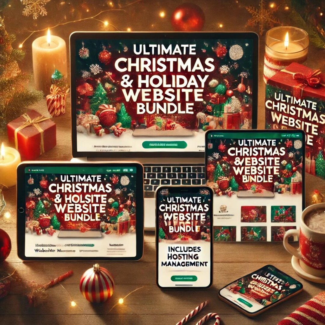 Customizable Christmas and Holiday Website Template Bundle Festive ...