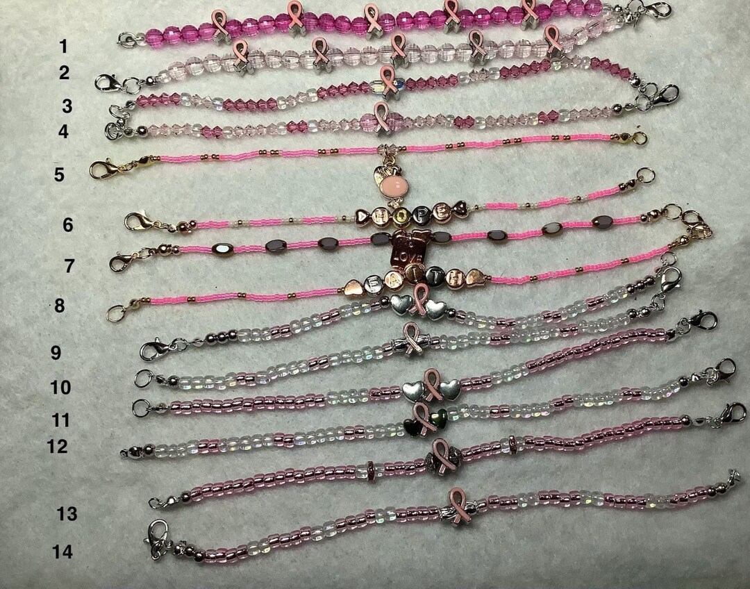 Pink Beaded Breast Cancer Awareness Bracelet - Etsy