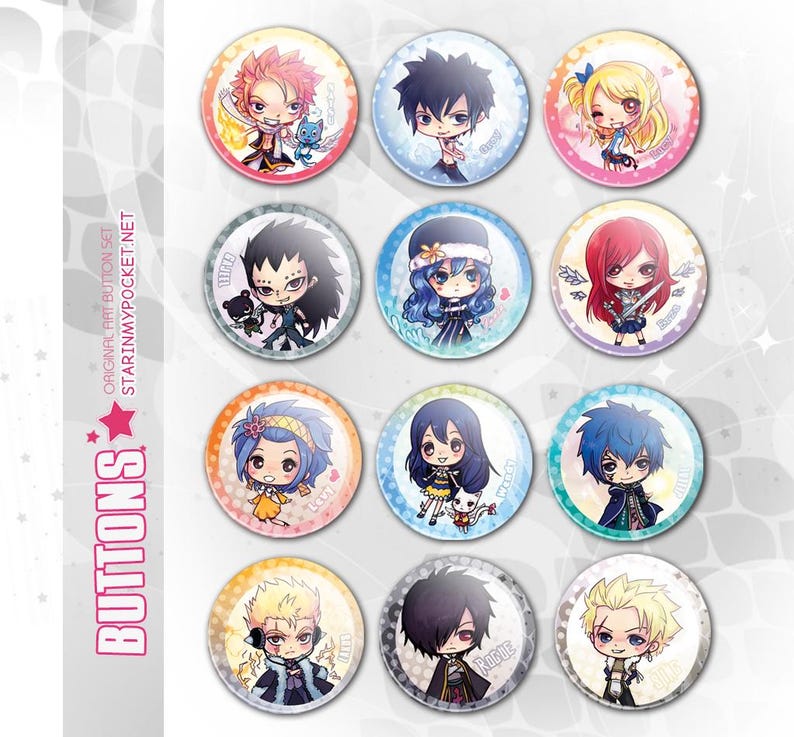 Chibi Anime Button Pins: Fanart Collection (1.25 Inch) - Etsy