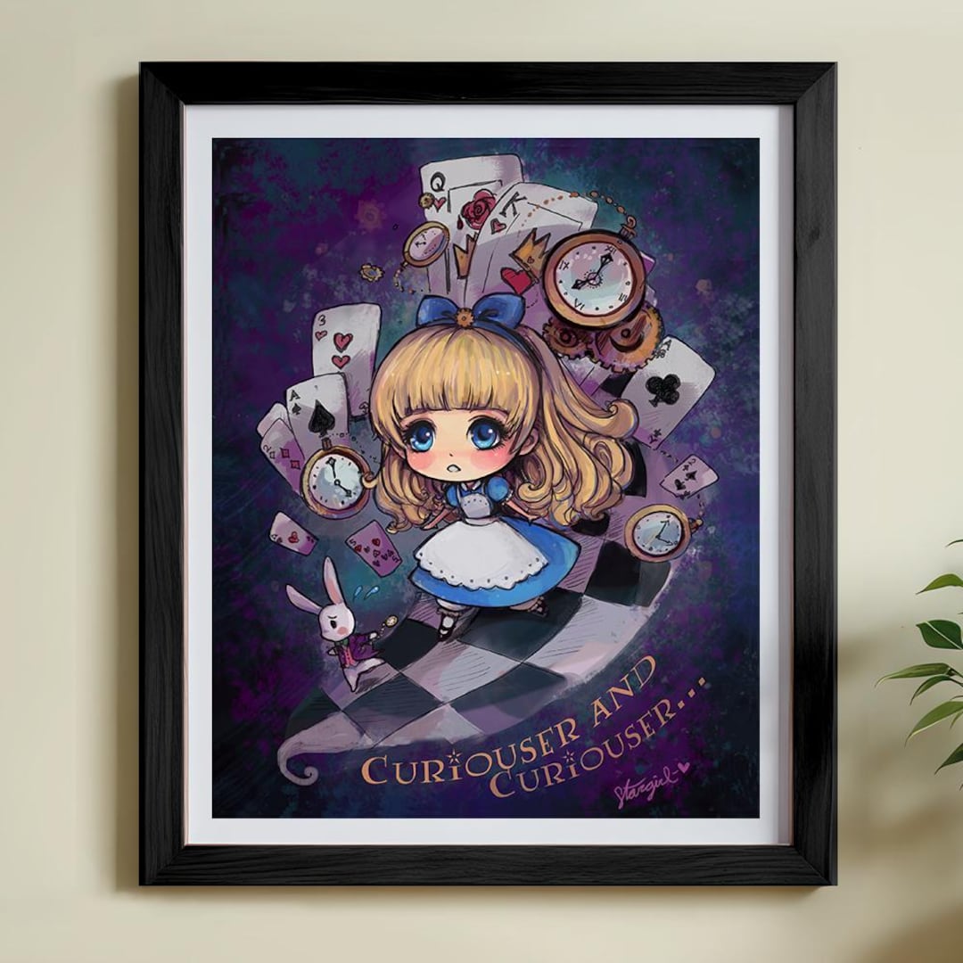 Kawaii Alice in Wonderland Art Print: Anime Chibi Illustration (8x10 ...