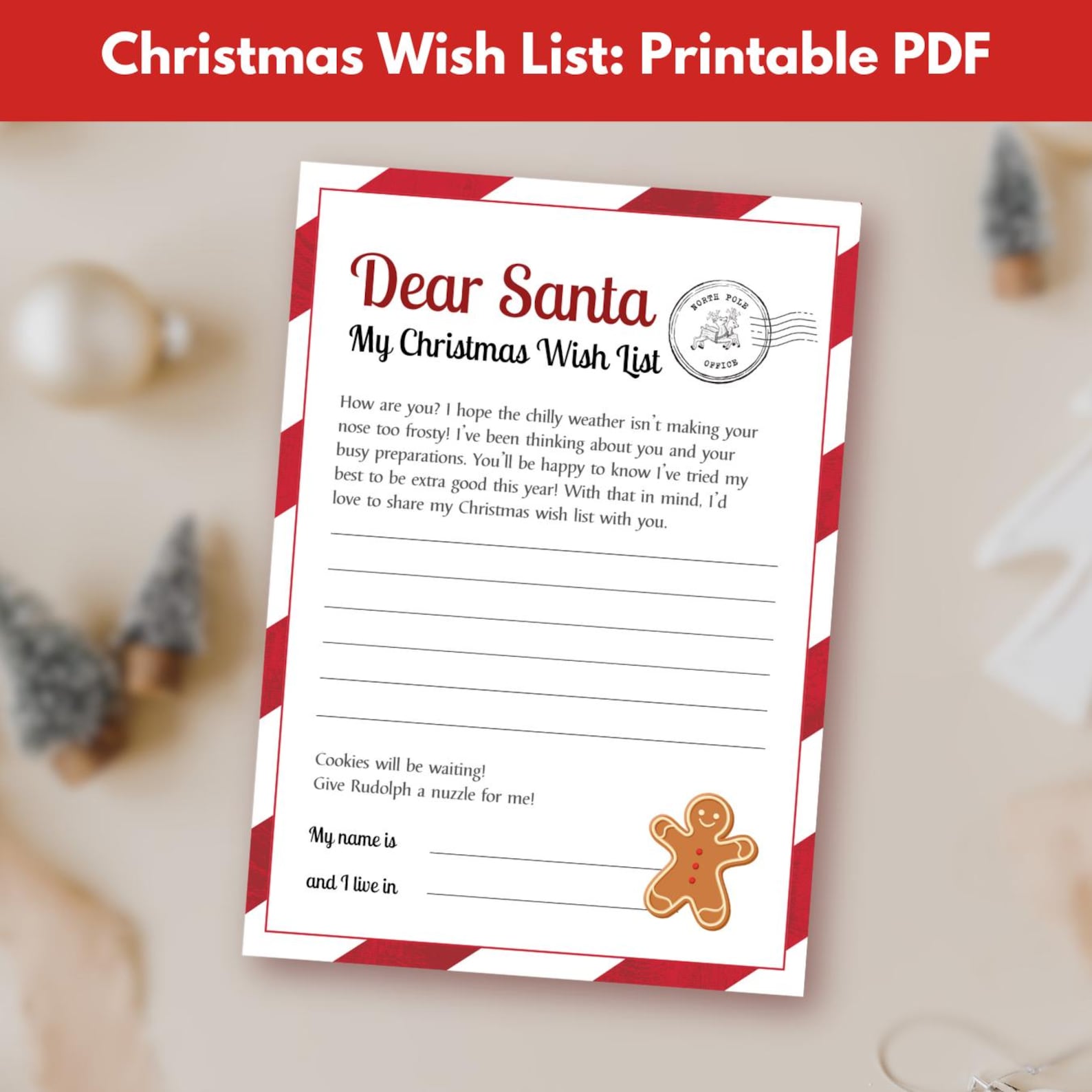 Christmas Wish List Printable PDF - Editable Letter to Santa, Kids Xmas ...