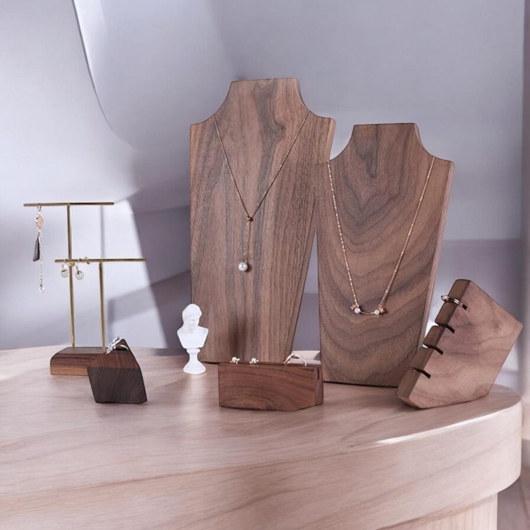 Wood Necklace Display Stand | Wooden Jewelry Display Bust for Necklaces ...
