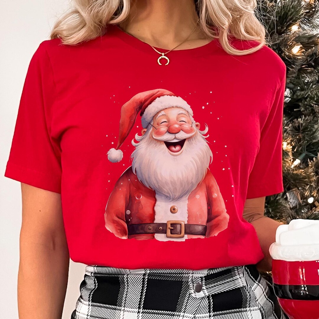 Pink Santa Retro Christmas T-shirts Shirts for Women Pink Christmas ...
