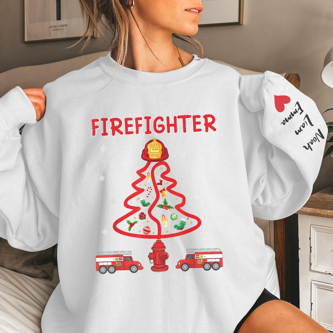 Personalized Firefighter Christmas Sweatshirt, Custom Firefighter ...
