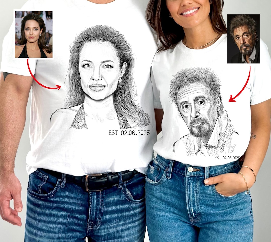 Photo Portrait Shirt, Custom Gift Drawing Shirt,custom Drawing Shirt ...