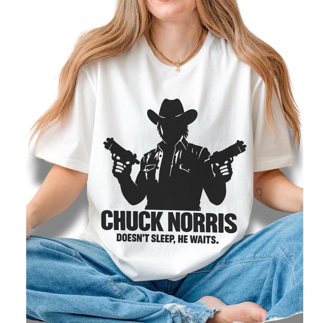 Chuck Norris Cowboy Silhouette Meme Shirt, Aktionsheld Zitat T-Shirt ...