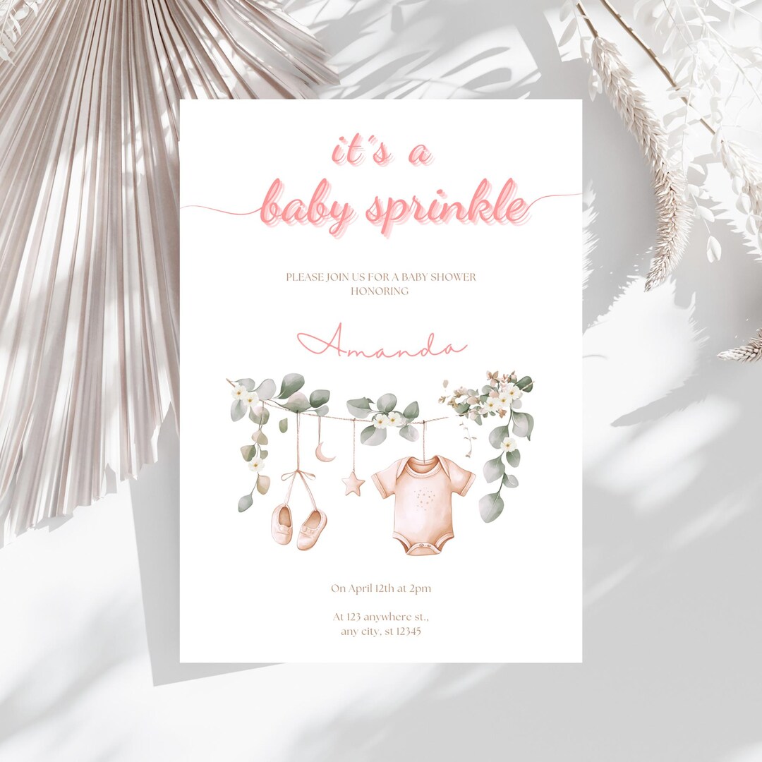 Baby Sprinkle Invite Template, Girl Baby Sprinkle Invitation, Girl Baby ...