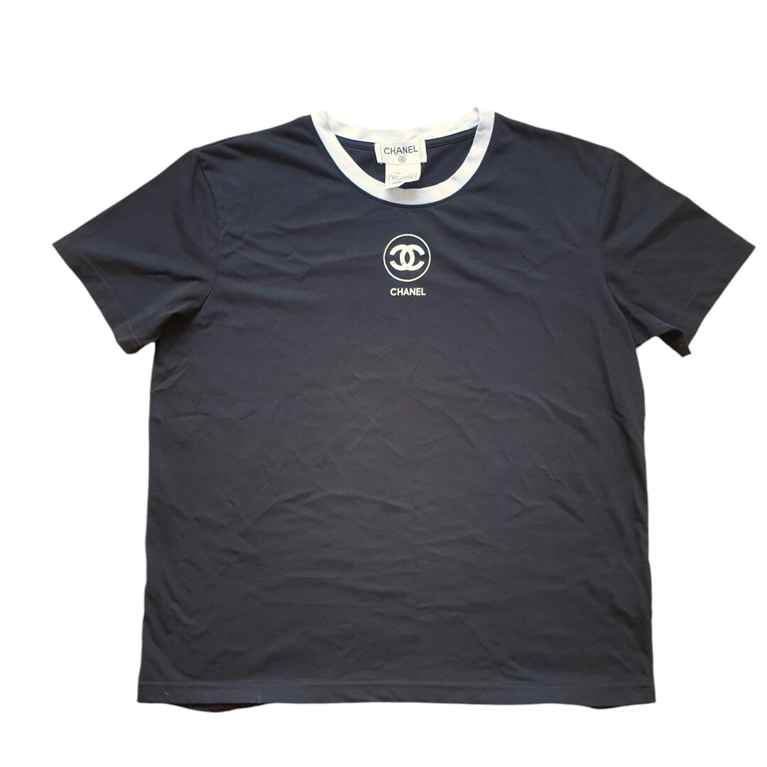 Vintage Chanel Logo Ringer Tee - Etsy