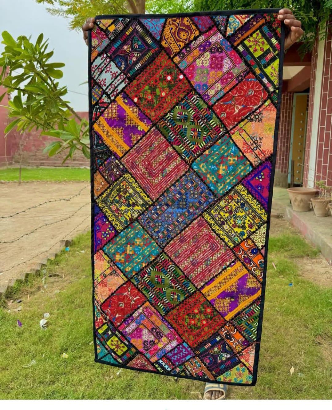 VINTAGE TAPESTRY Pakistani Indian Sindh Patchwork Design Applique Work ...