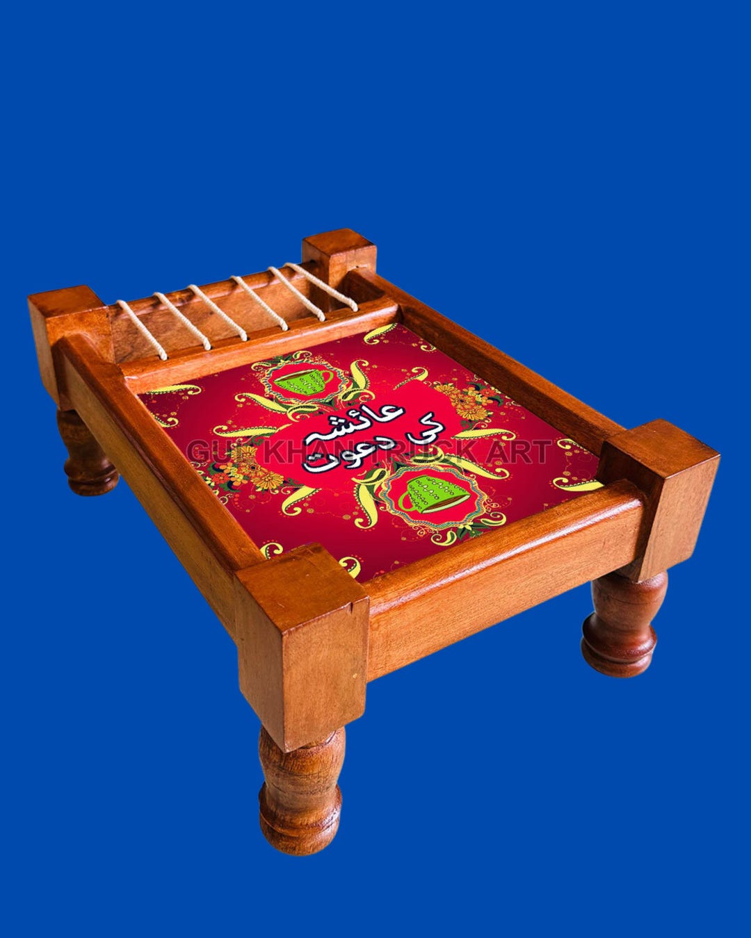 Wooden Charpai With Printed Tray, Truck Art Design, Charpai,traditional ...