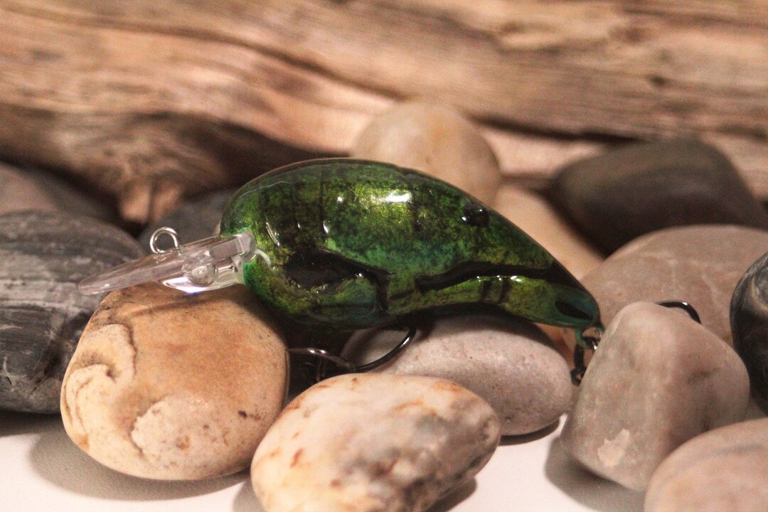 Green Craw - Custom Painted Fishing Crawdad 1.5 Squarebill Crankbait ...