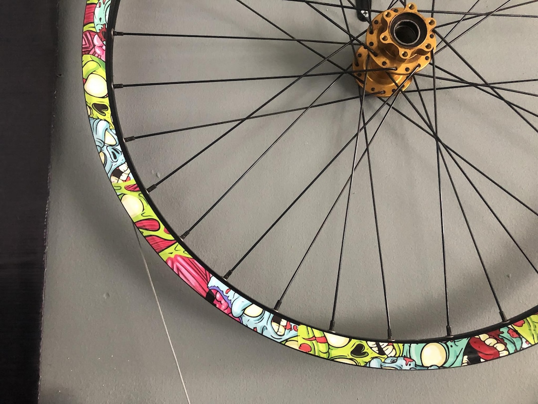 Zombie Cartoon Full Rim Wheel Wrap Stickers Graphics Cycling Bike MTB ...