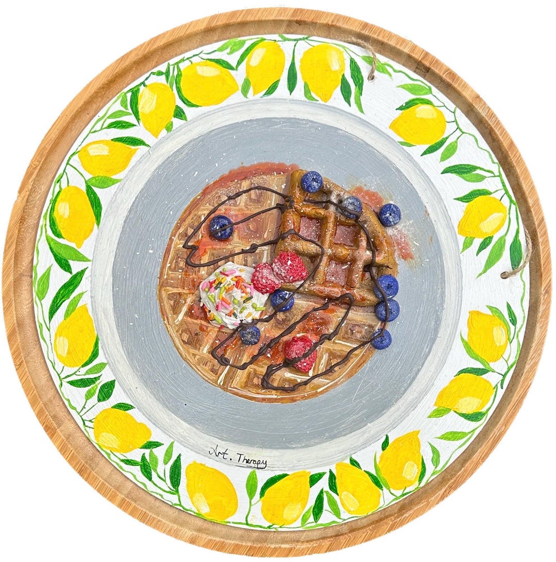 Belgian Waffles Realistic Oil Painting Lemoncello Plate - Etsy