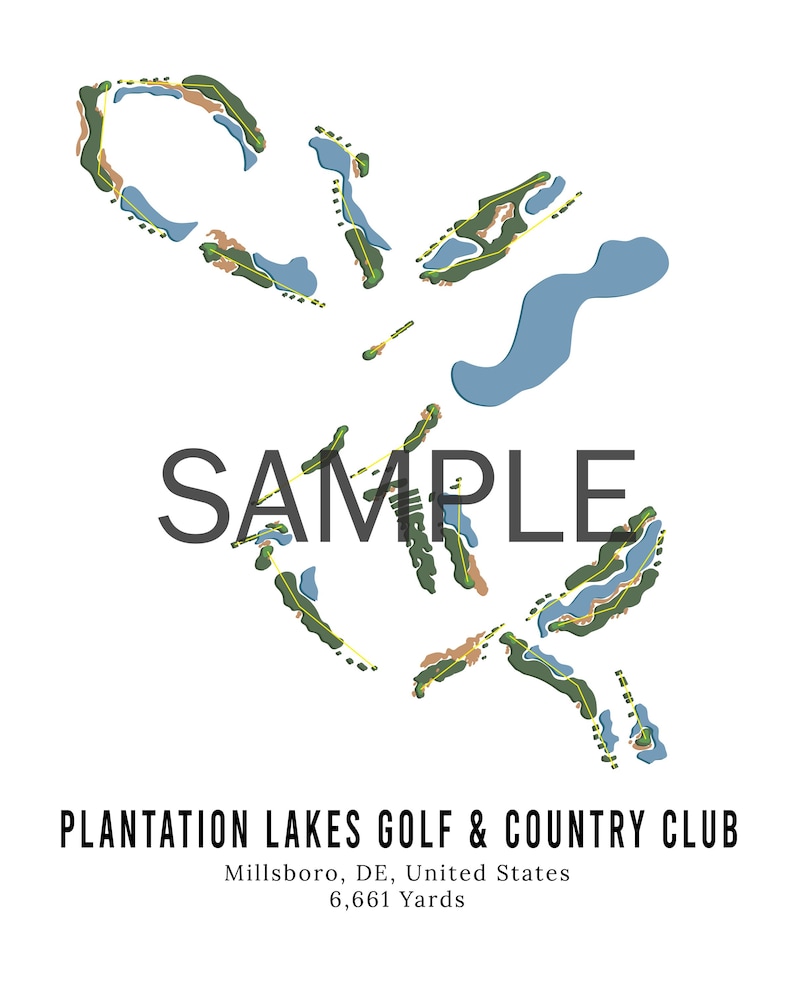 Custom Golf Course Map Print, Any Golf Couse Poster, Retirement Golf Gift, Golf Wall Art, Golfer ...