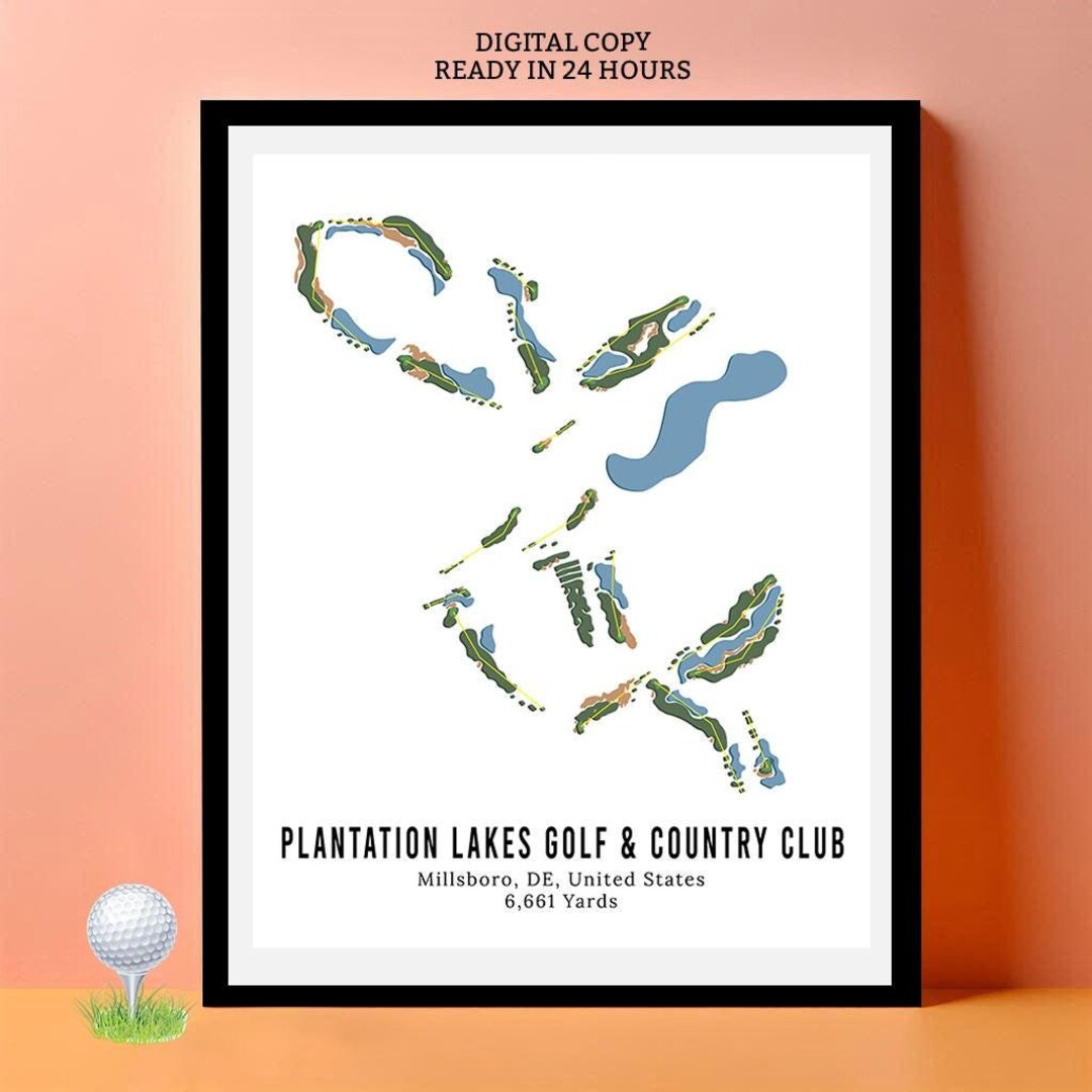 Plantation Lakes Golf & Country Club Map Print, Any Golf Course Map in ...