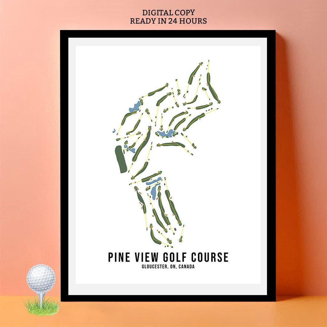 Any Golf Course Map in Canada, Custom Pineview Golf Course Map Digital ...