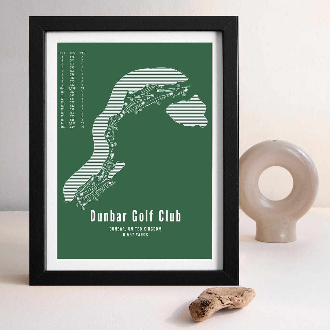 Dunbar Golf Course Print, Golf Course Map in Scotland, Digital Custom ...