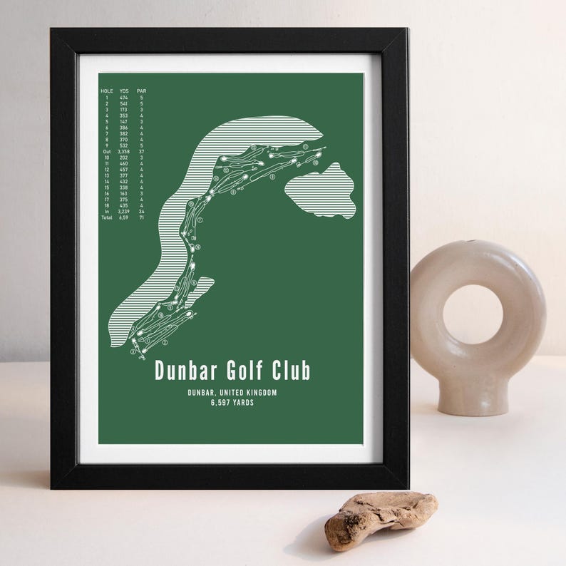 Dunbar Golf Course Print, Golf Course Map in Scotland, Digital Custom ...