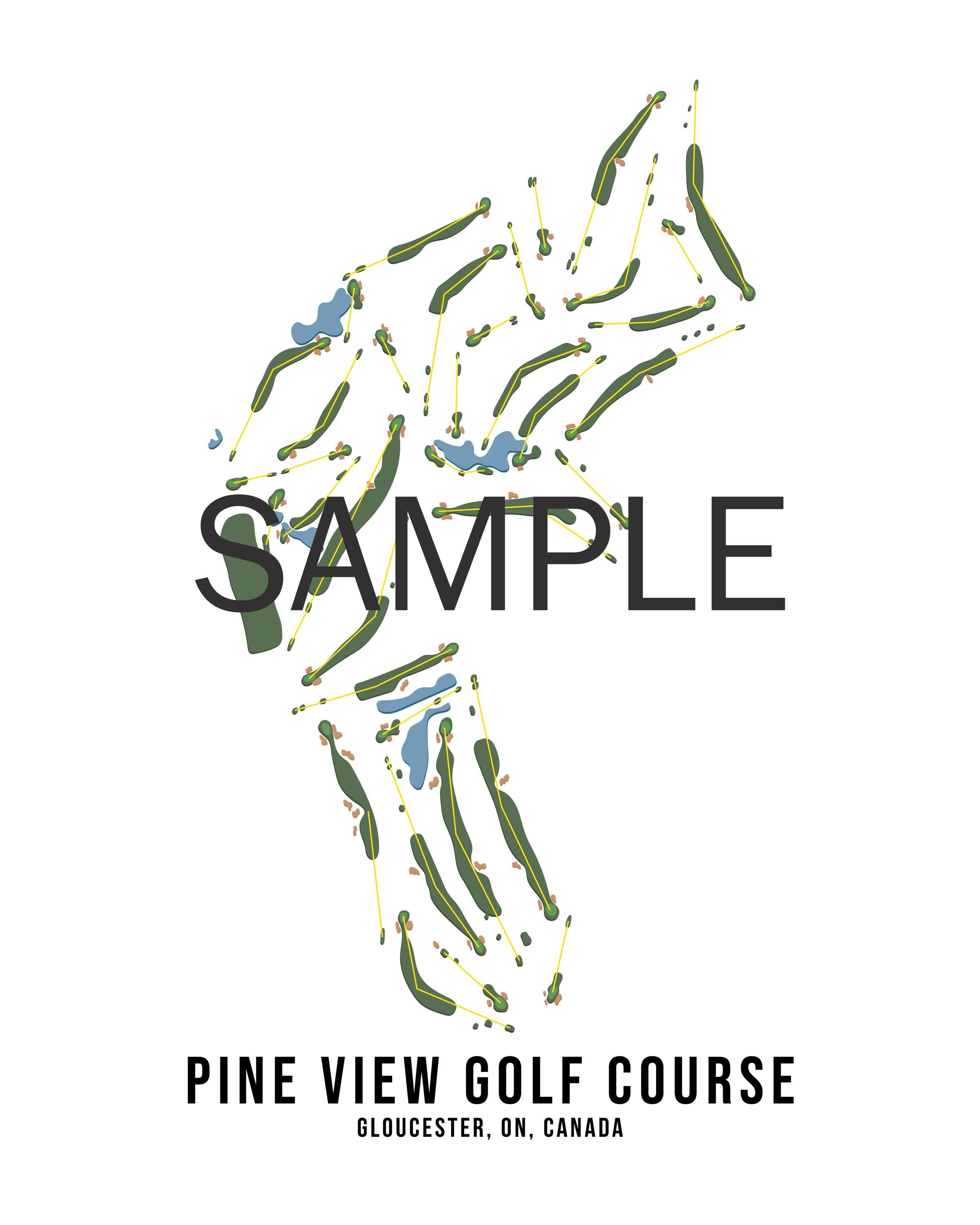 Any Golf Course Map in Canada, Custom Pineview Golf Course Map Digital ...