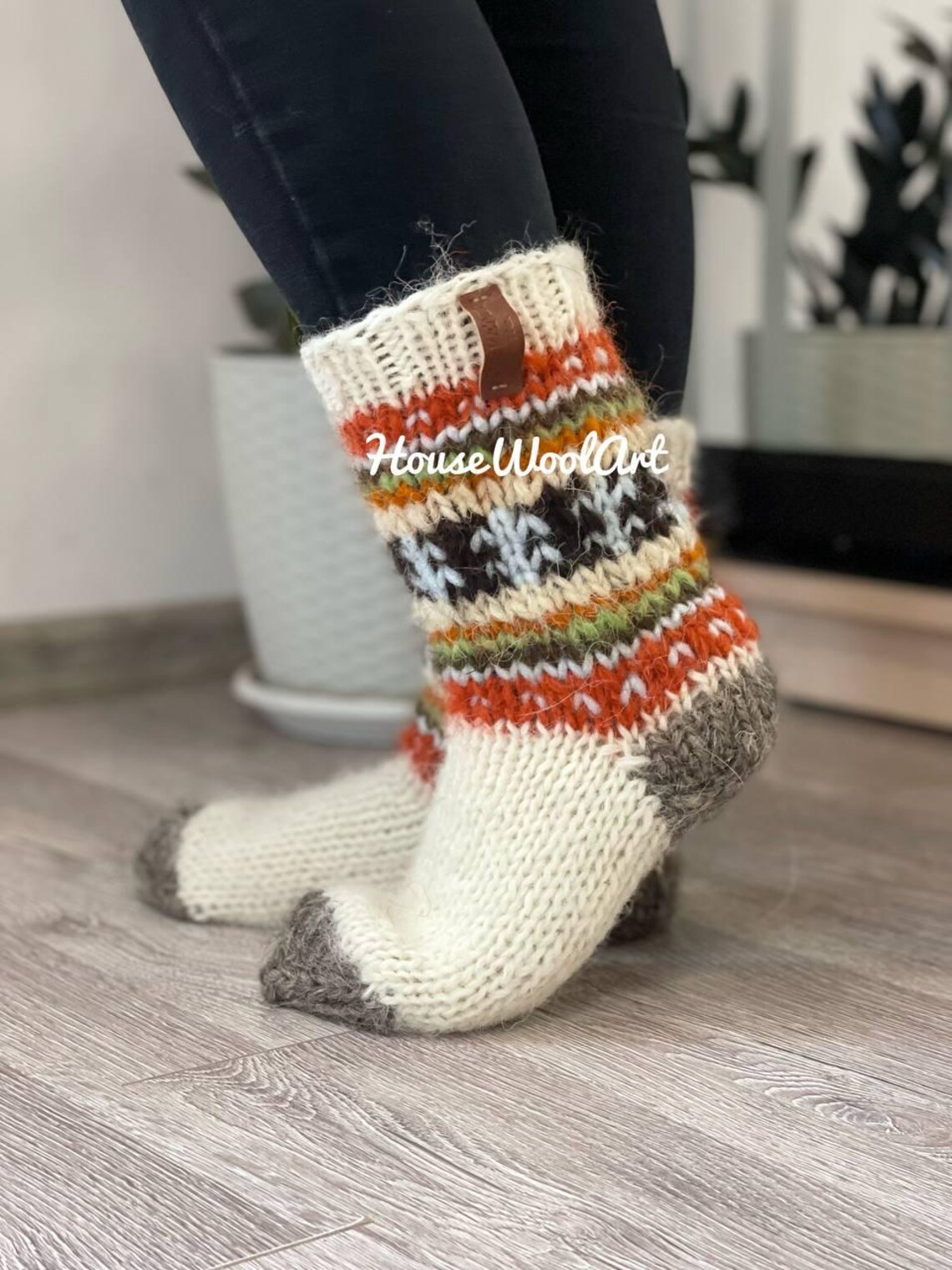 Extra Thick Wool Bed Socks, Hand-knitted With Pure Organic Wool | Large ...